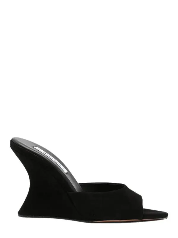 AQUAZZURA Open Toe Wedge Heel Slip-on - Black