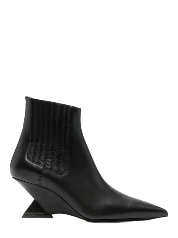 Attico Leather Pointed Toe Ankle Boots - Black