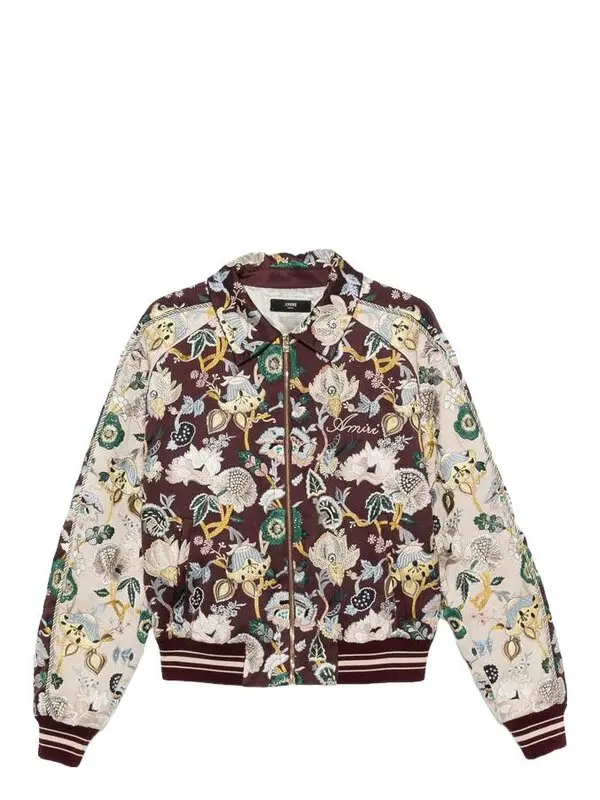 Amiri Floral Embroidered Bomber Jacket - Brown