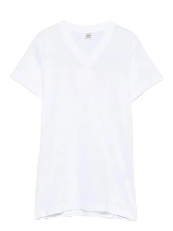 TOTEME Cotton-silk Blend Short Sleeve Top - White
