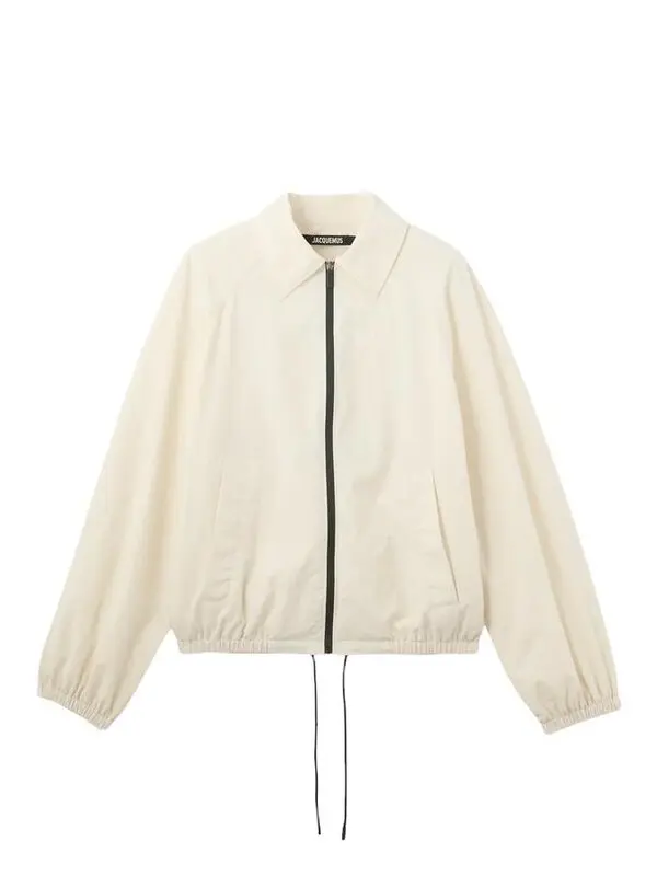 Jacquemus Cropped Windbreaker With Embroidered Logo - White