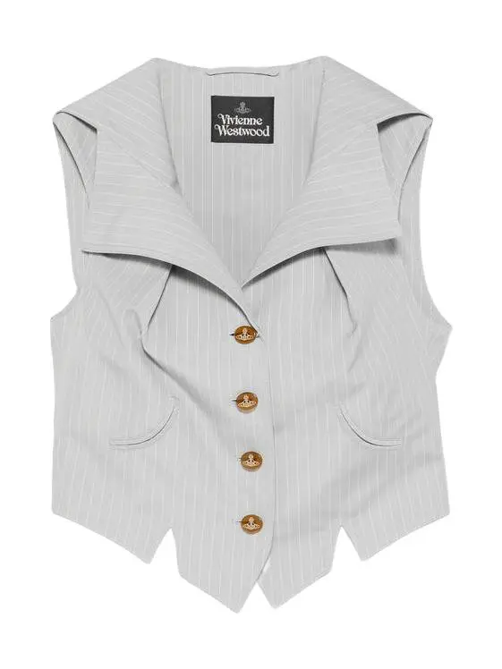VIVIENNE WESTWOOD Grey Pinstripe Sleeveless Waistcoat - Gray