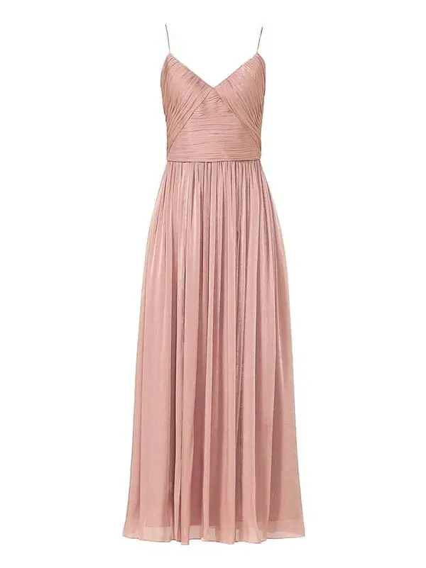 Costarellos Spaghetti Strap V-neck Georgette Gown - Pink