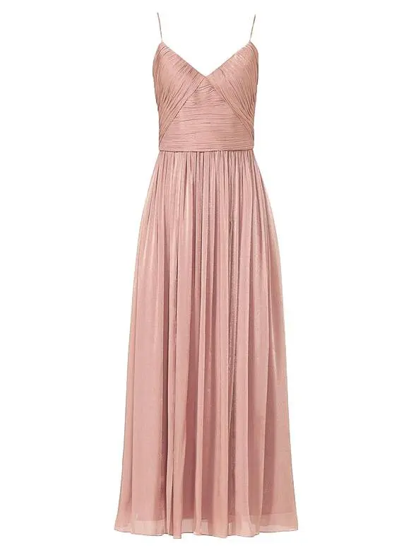 Costarellos Spaghetti Strap V-neck Georgette Gown - Pink
