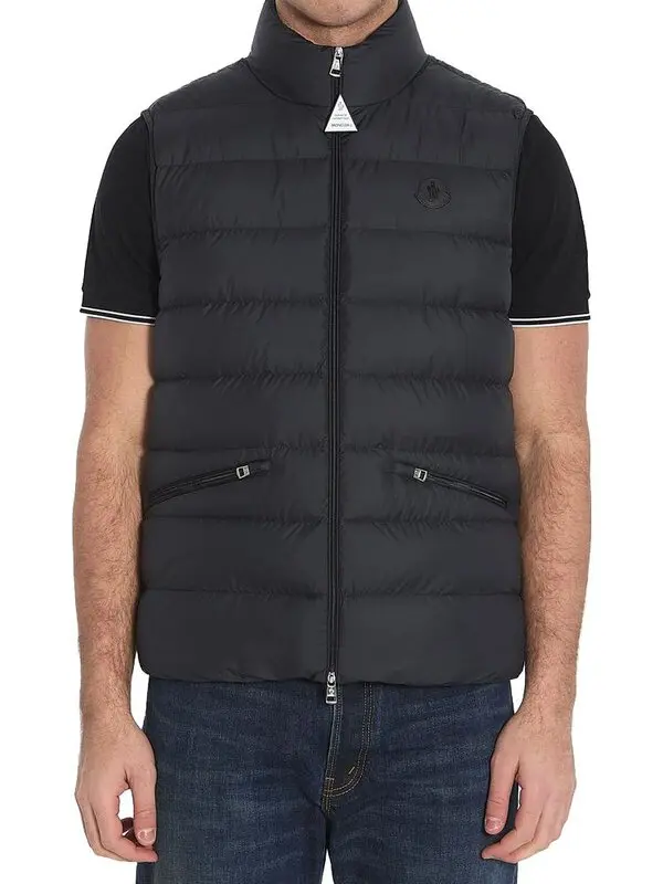 Moncler Quilted Down Vest With Stand Collar - Black