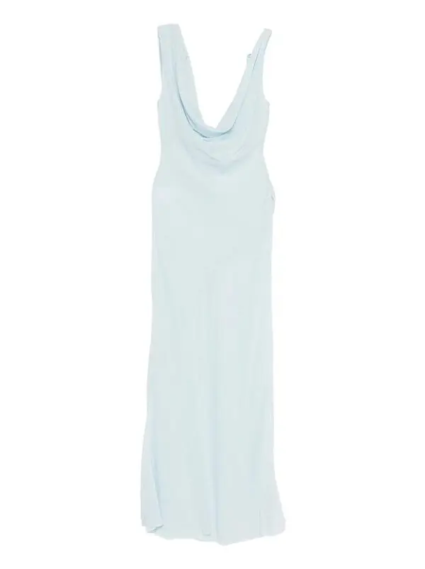 Andamane The Attico Sleeveless Cowl Neck Silk Gown With Open Back - Blue