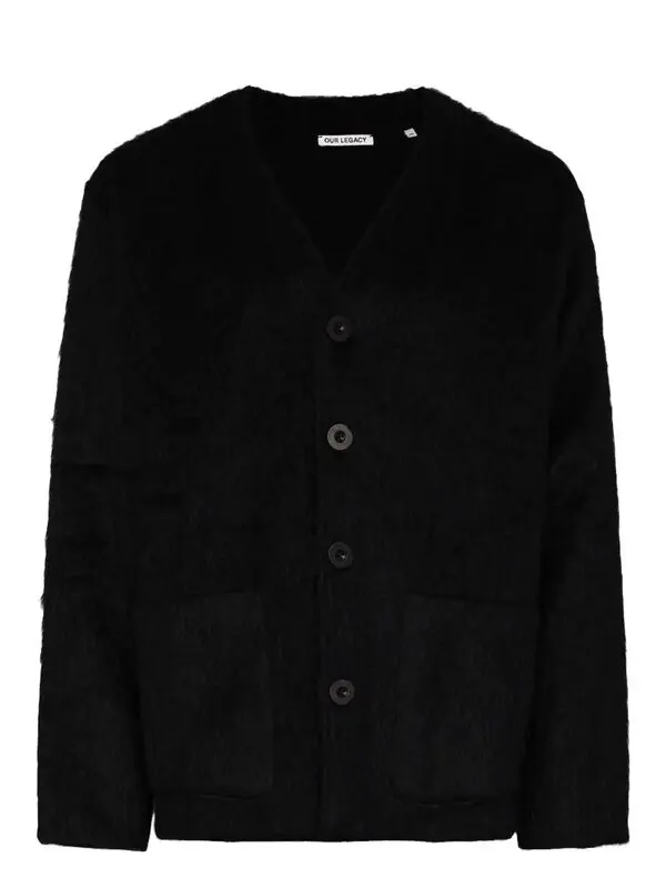 Our Legacy Textured V-neck Cardigan - Black