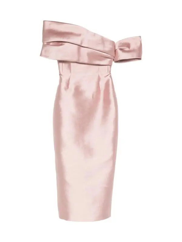 Solace London Oyster Off-shoulder Dress With Bow Detail - Pink