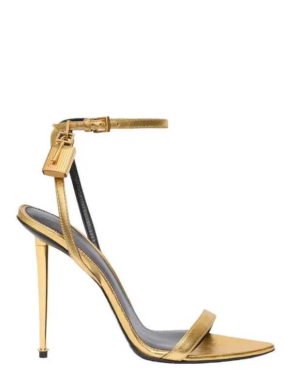 TOM FORD Metallic Padlock Pointy Naked Sandals - Silver