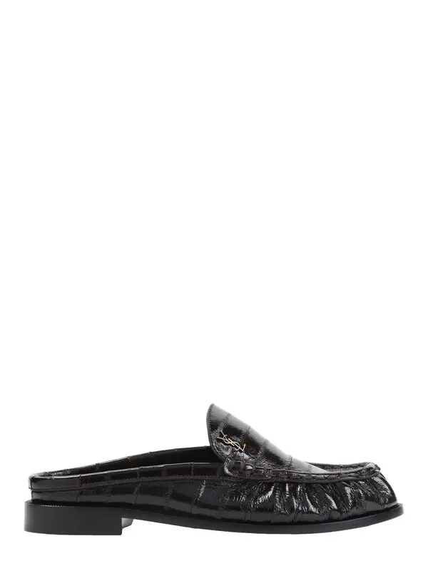 Saint Laurent Le Loafer 15 Backless Crinkled Leather Loafers - Brown