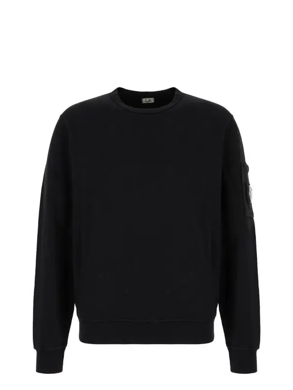 C.P. COMPANY Crewneck Sweatshirt With Logo Badge - Black