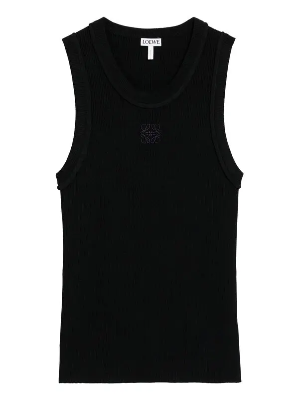 Loewe Ribbed Anagram Viscose Tank Top - Black