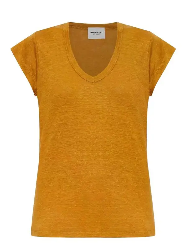 MARANT ETOILE Zankou Linen T-shirt - Yellow