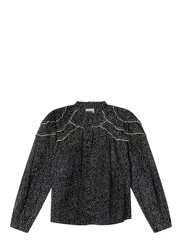 MARANT ETOILE Christa Polka Dot Print Gathered Top - Black
