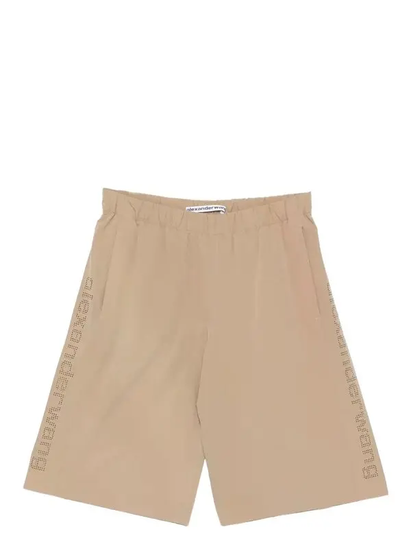 Alexander Wang Perforated Logo Wide Leg Shorts - Neutrals