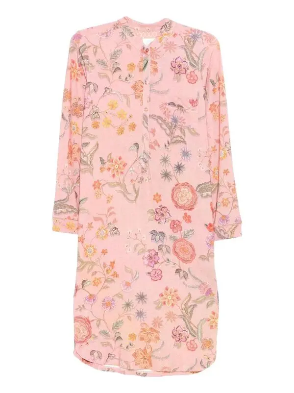 PIP STUDIO Floral Print V-neck Long Sleeve Nightdress - Pink