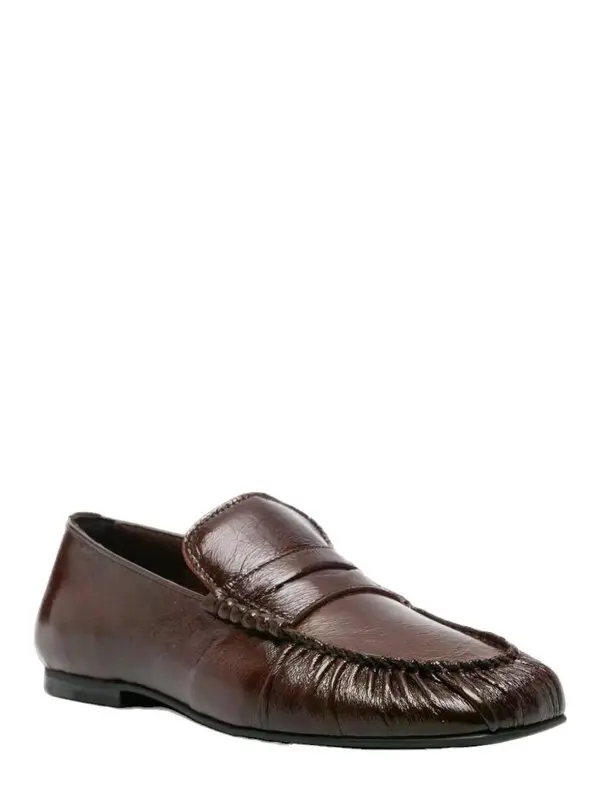 ALOHAS Ruched Penny-slot Loafers - Brown