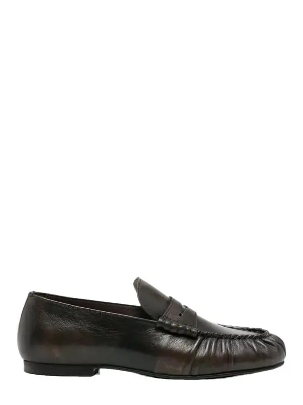 ALOHAS Gathered Penny-slot Loafers - Brown