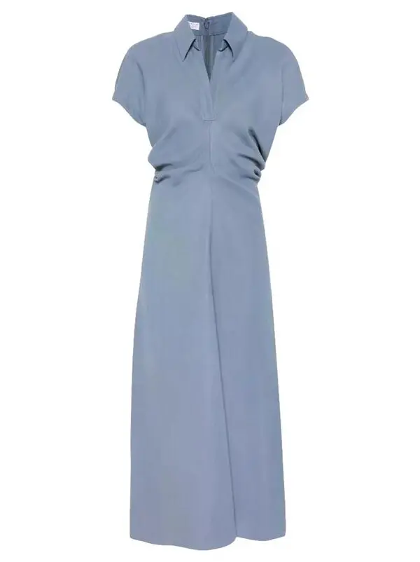 Brunello Cucinelli Gathered-waist Midi Dress - Blue