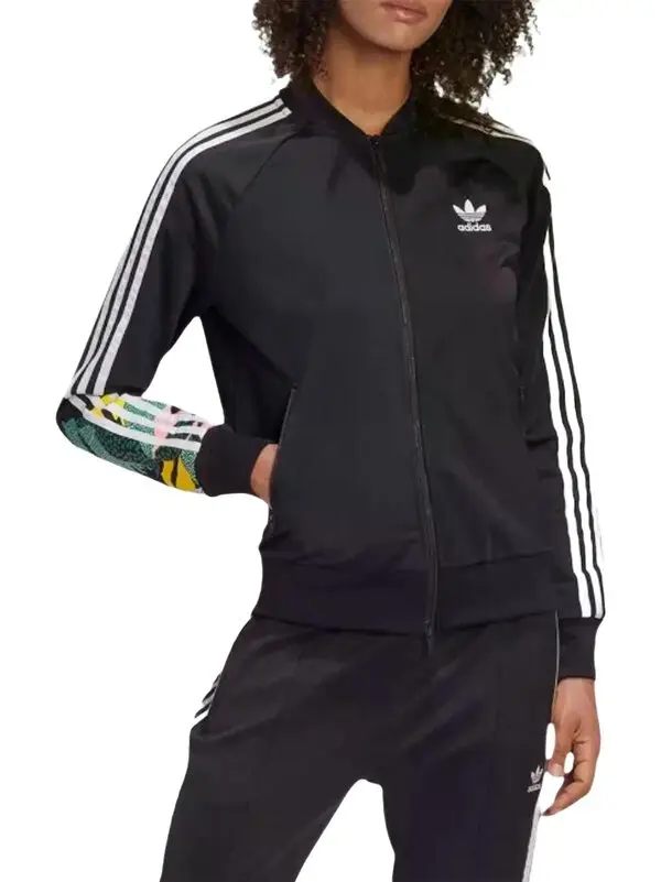 Adidas Graphic Print Zip-up Track Jacket - Black