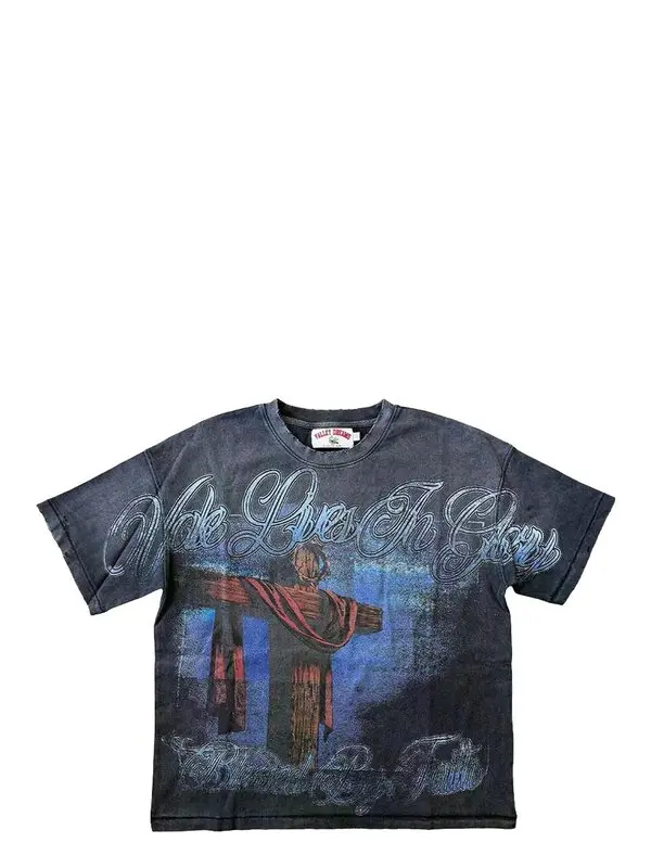 VALE FOREVER Washed-effect Graphic-print T-shirt - Black