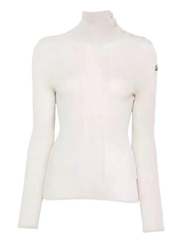 Moncler Ribbed Knit Dolcevita Sweater - Neutrals