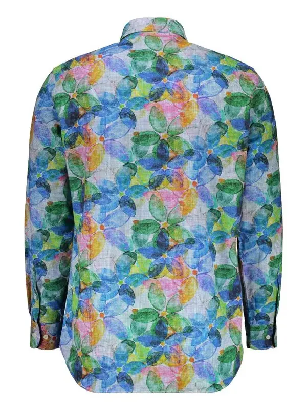 Paul & Shark Floral-print Long-sleeved Shirt - Blue