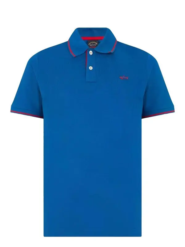 Paul & Shark Logo-embroidered Tipped Polo Shirt - Blue