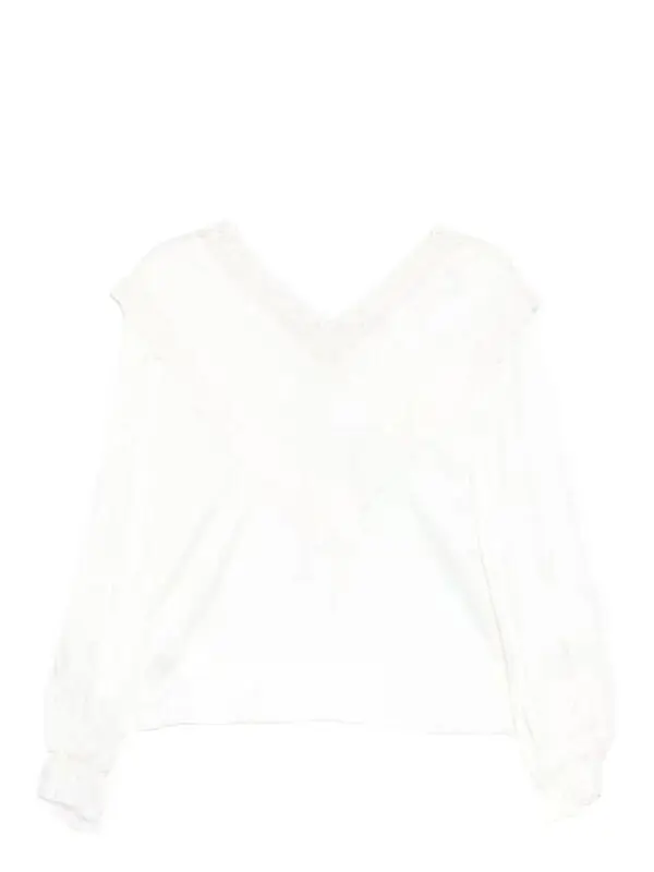 SELF-PORTRAIT Lace-trimmed Ruffled Blouse - Black