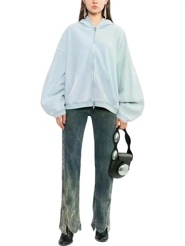 Alexander Wang Crystal Embellished Zip-up Hoodie - Blue