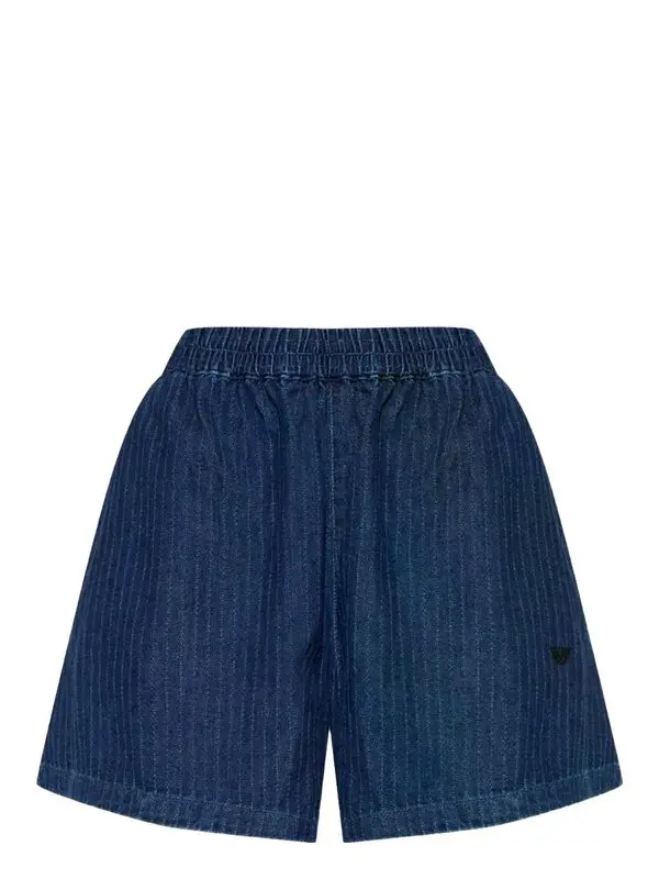 Emporio Armani Pinstripe Elasticated Mini Shorts - Blue