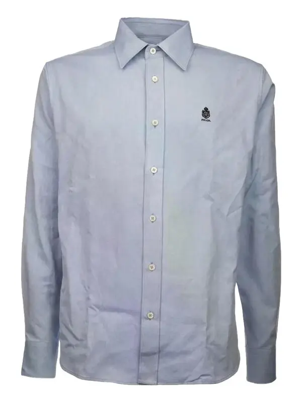 Prada Logo-embroidered Button-down Shirt - Blue
