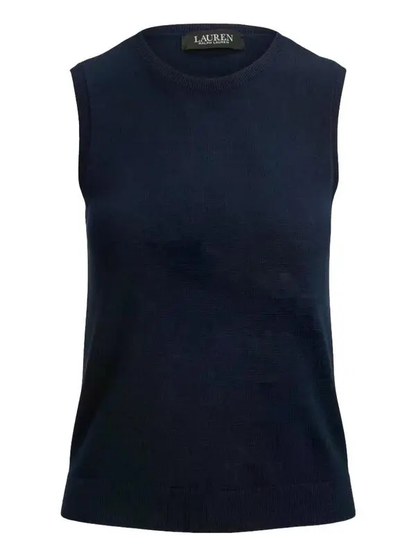 Ralph Lauren Sleeveless Ribbed Trim Knit Top - Blue