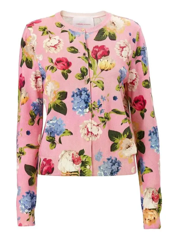 Carolina Herrera Floral Print Cardigan - Pink