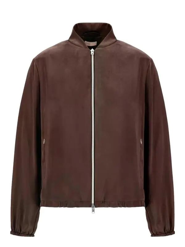 Herno Zip-up Satin Bomber Jacket - Brown