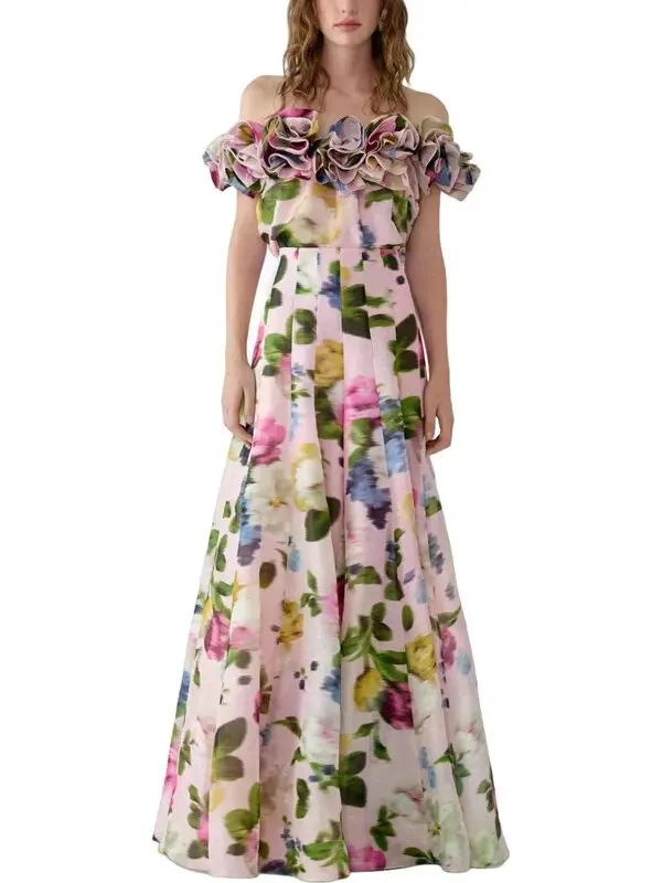 Carolina Herrera Iris Floral-print Pleated Trousers - Pink