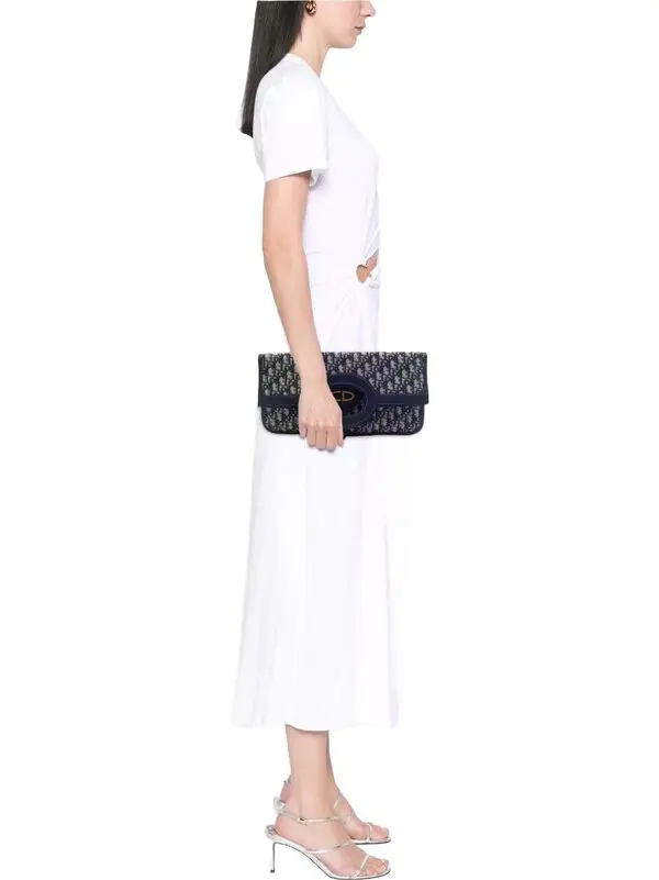Dior Oblique Canvas Fold Over Clutch Bag - Blue