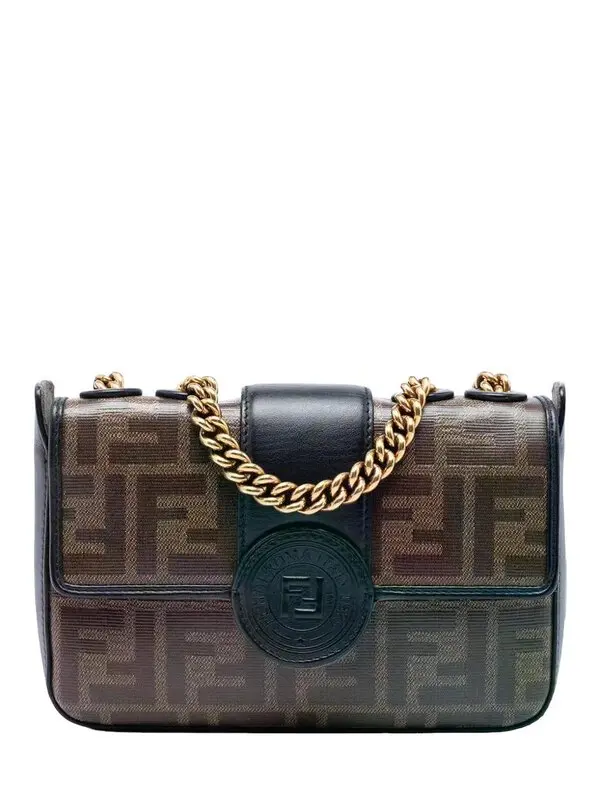 Fendi Mini Ff 1974 Glazed Fabric Stamp Patch Crossbody Bag - Brown