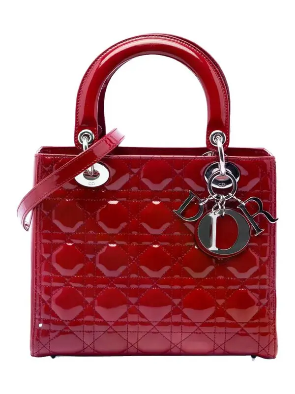 Dior Patent Leather Cannage Lady Satchel - Red