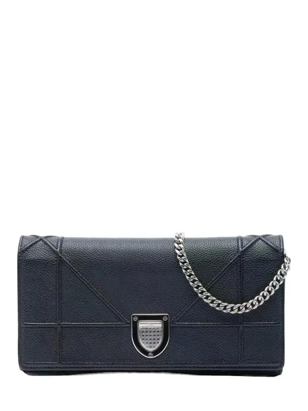 Dior Grained Calfskin Diorama Croisiere Wallet On Chain Crossbody Bag - Black