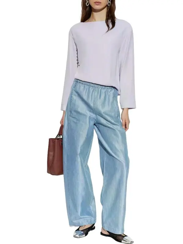 Emporio Armani Wide Leg Jeans With Elasticated Waist - Blue