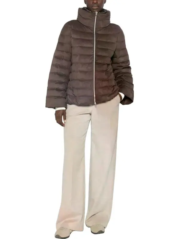 Herno Quilted Suede-effect Jacket - Brown