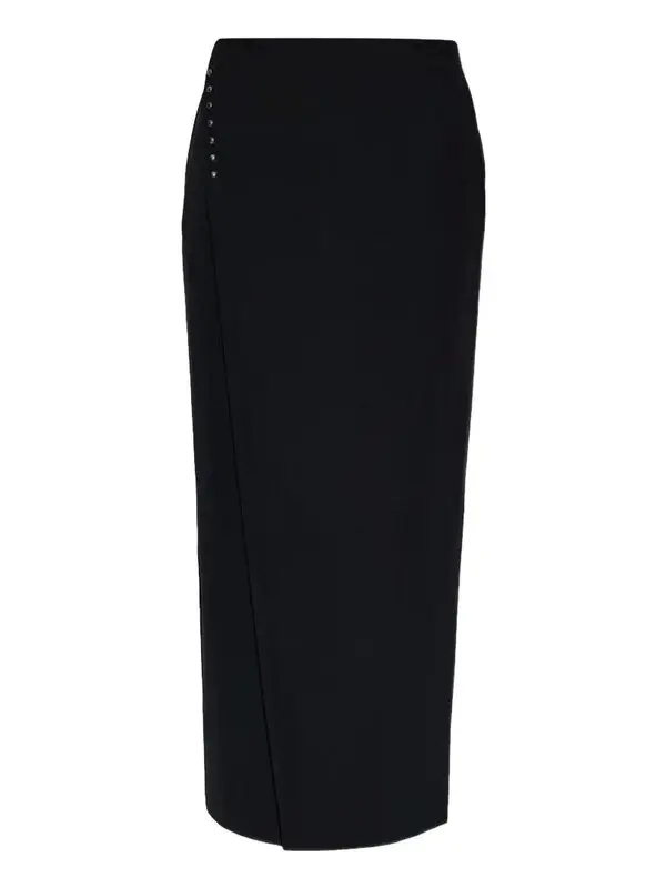 Emporio Armani Stud-embellished Wrap Maxi Skirt - Black