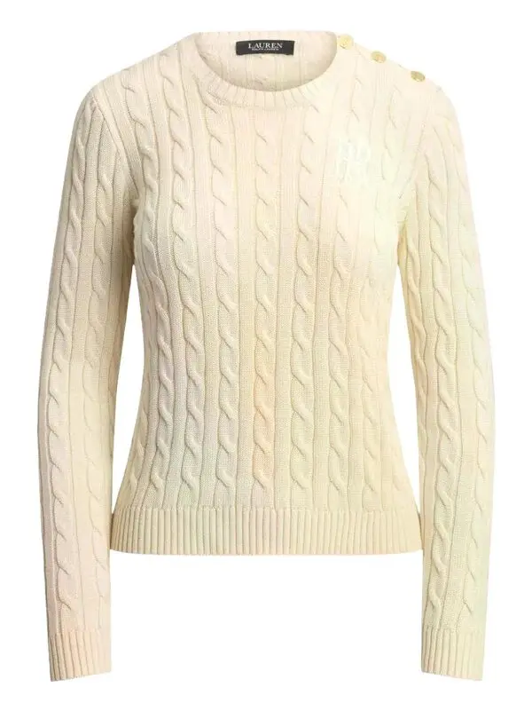 Ralph Lauren Cable Knit V-neck Sweater - Neutrals