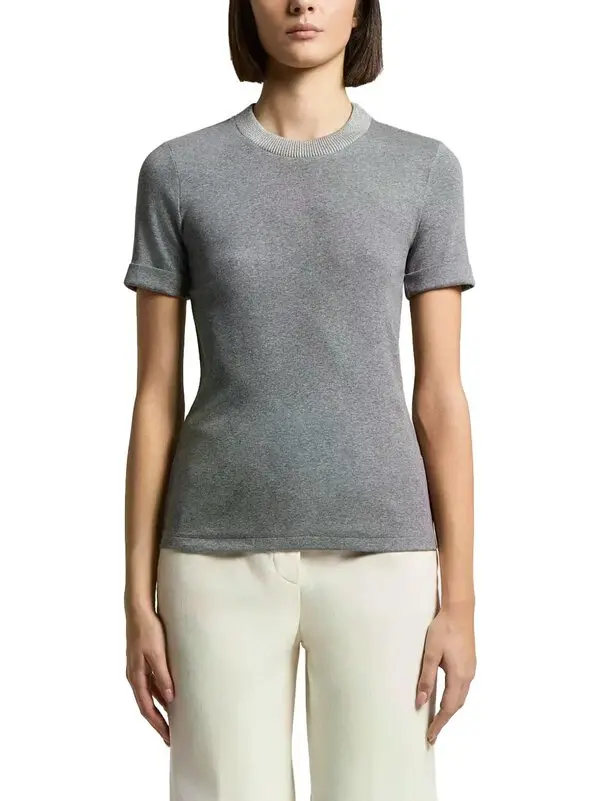 Peserico Ribbed Knit V-neck T-shirt - Grey