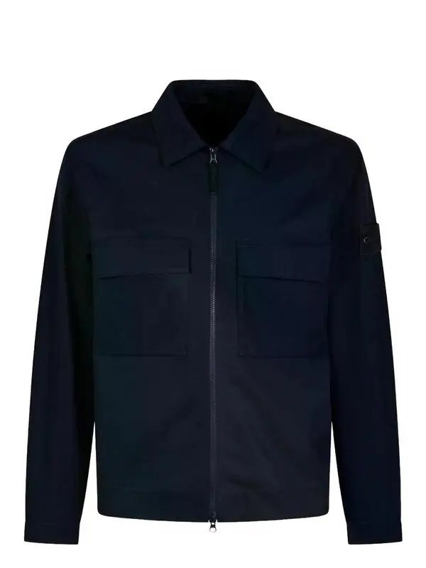 Stone Island Zip-up Long-sleeve Jacket With Classic Collar - Blue