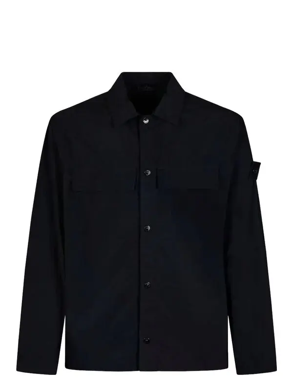 Stone Island Logo-patch Long-sleeve Shirt - Black