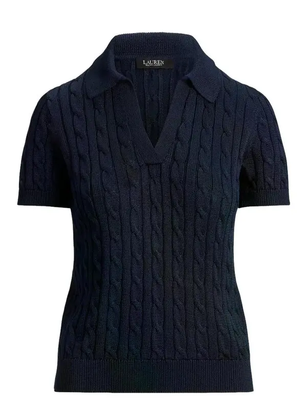 Ralph Lauren Navy Cable Knit T-shirt - Blue