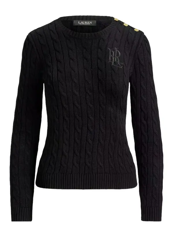 Ralph Lauren Button-trim Cable-knit Sweater - Black
