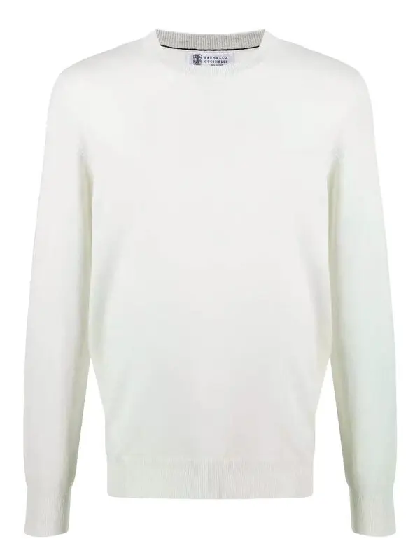 Brunello Cucinelli Cashmere Crew Neck Sweater - White